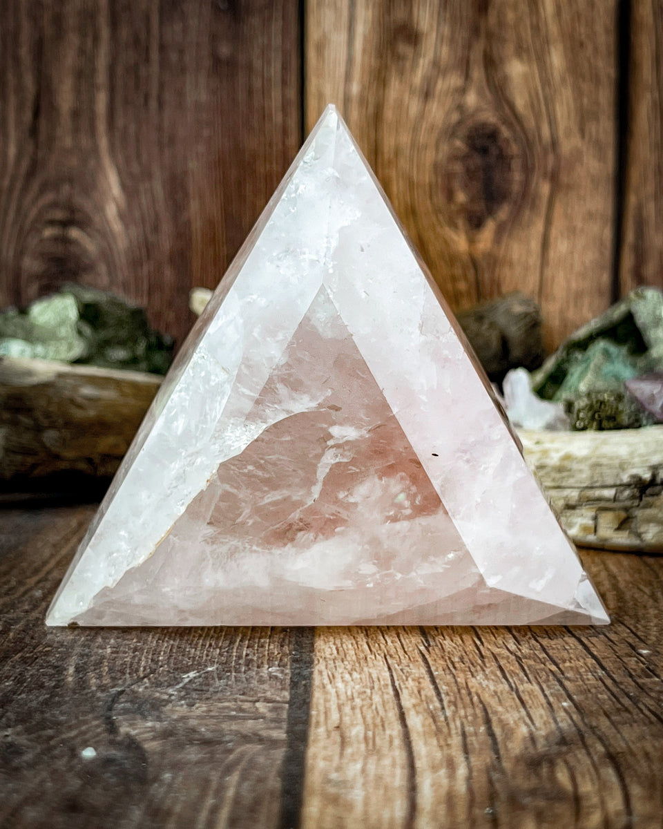 Rose Quartz Triangle Carving – Silver Cove Ltd